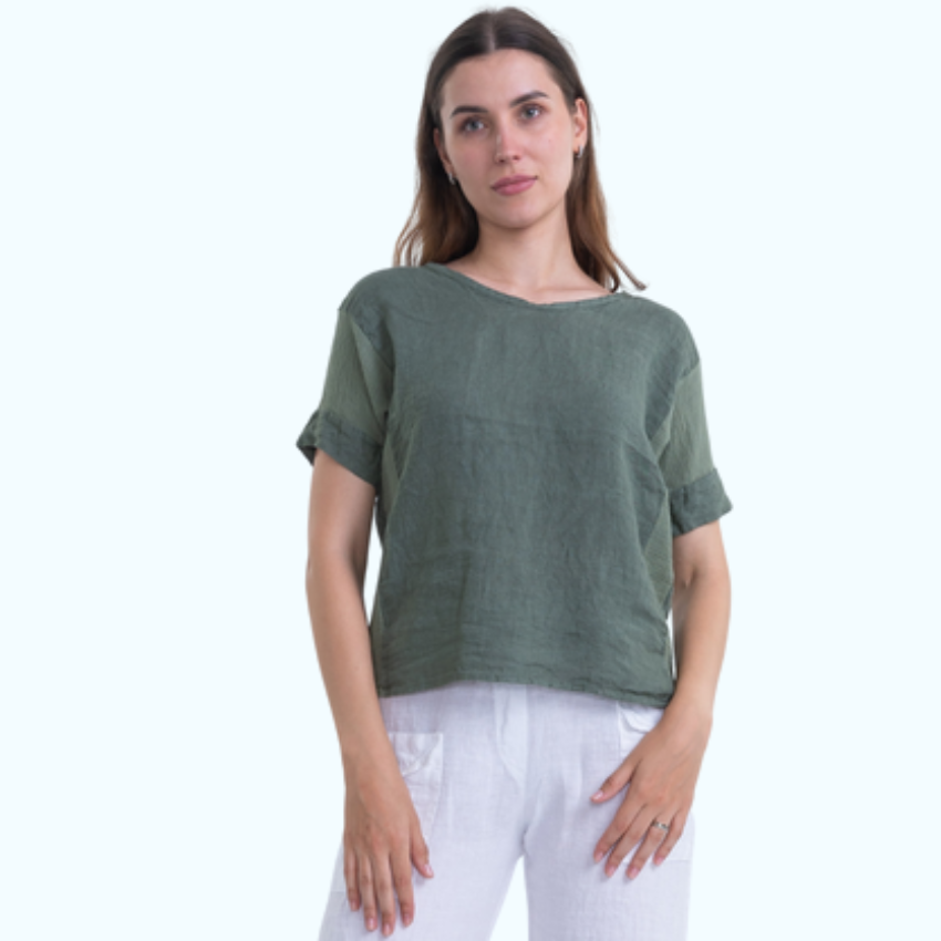 2264 MILITARE ITALIAN LINEN TOP – veramaystore