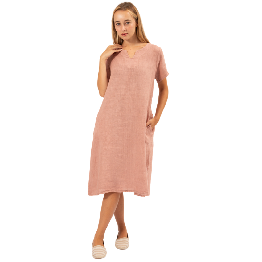 6427 Blush Italian Linen Dress - – veramaystore